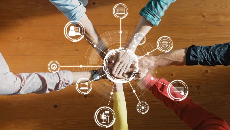 Team Collaboration with Hands Meeting in Center, Symbolizing Unity and ...