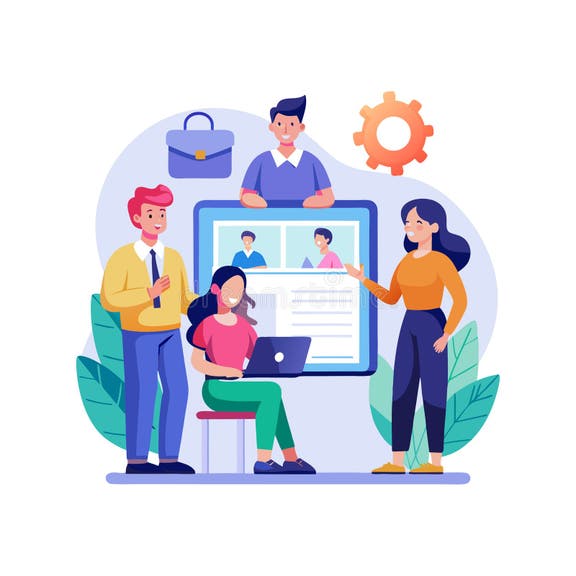 Team Collaboration Illustration: Group Working Together on Projects ...