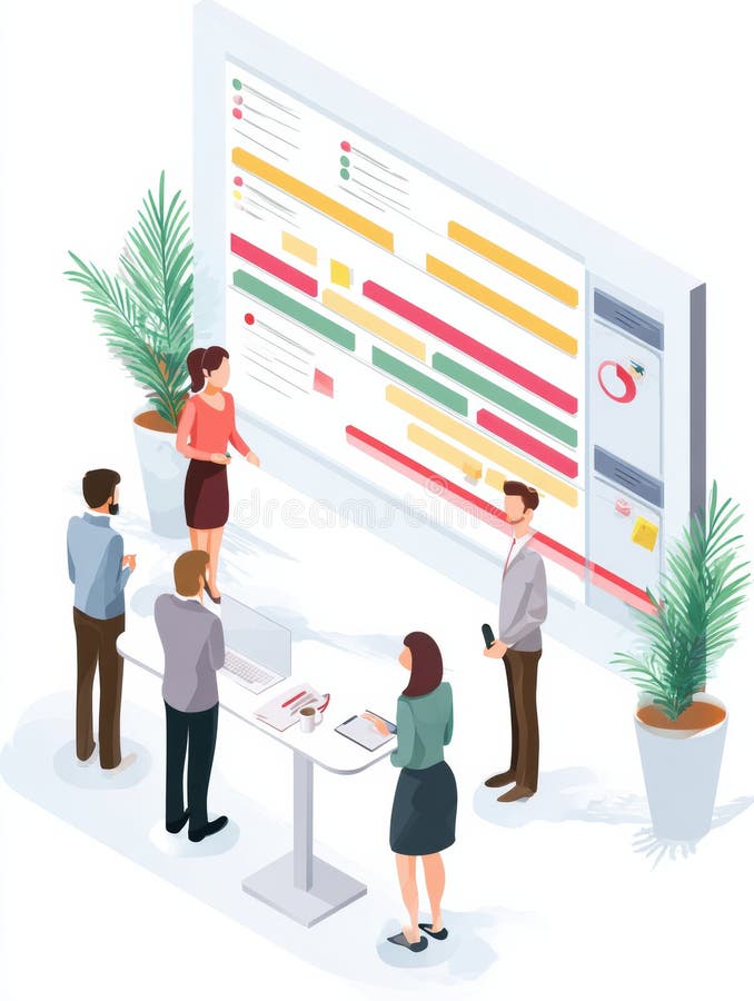 Team Collaboration on Interactive Digital Board Displaying Progress ...