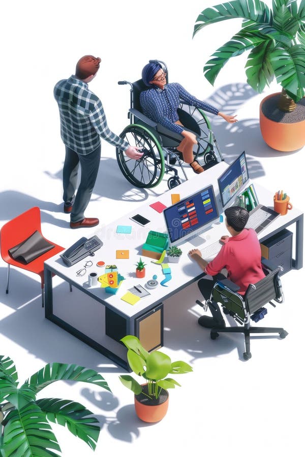 Team Collaboration in a Modern Office with Greenery, Diverse ...