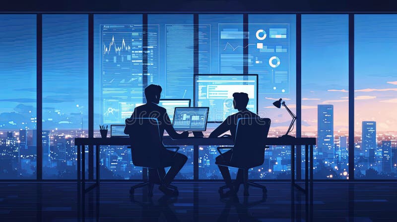 Team Collaboration in Office with Data Visualization on Digital Screens ...