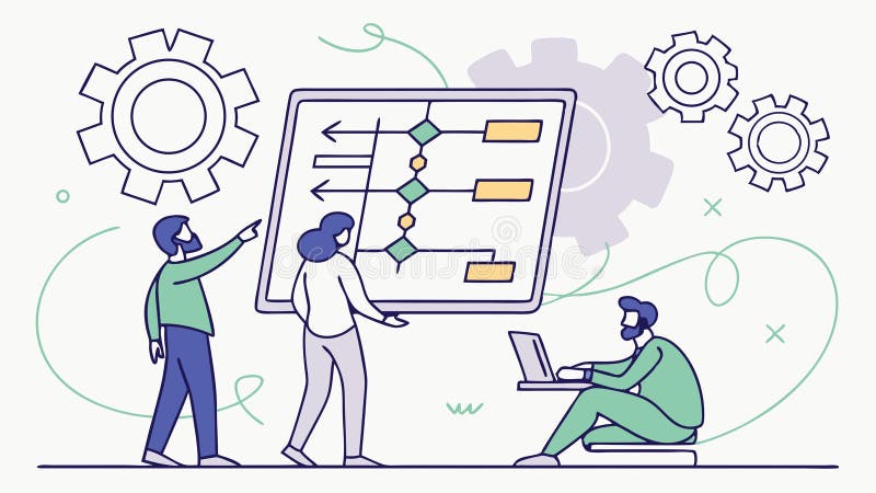 Team Collaboration Optimizing Workflow with Gears and Checklist, Vector Design Generative AI ...