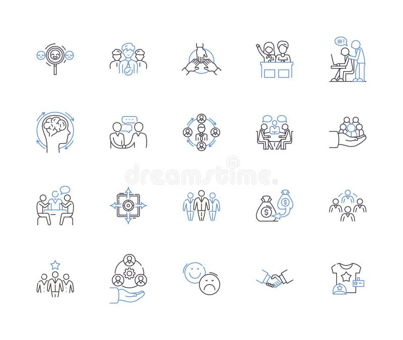 Team Collaboration Outline Icons Collection. Cooperation, Collaboration ...