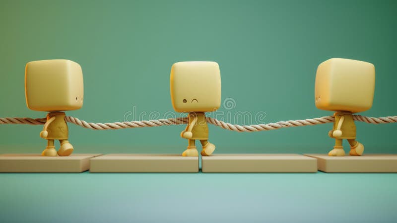 Team Collaboration and Problem Solving Concept with Abstract Figures on ...