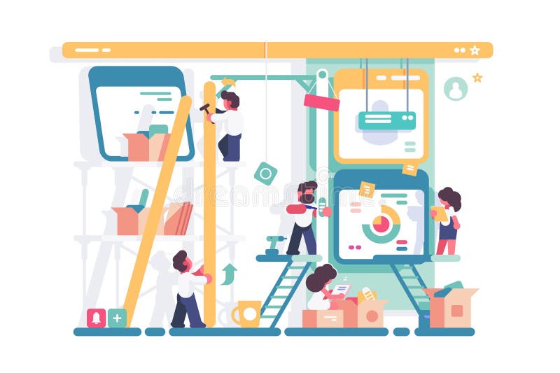 Team Collaboration on Project Stock Vector - Illustration of workspace ...