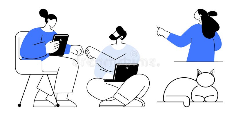 Team Collaboration and Remote Work with Digital Devices and Relaxed ...