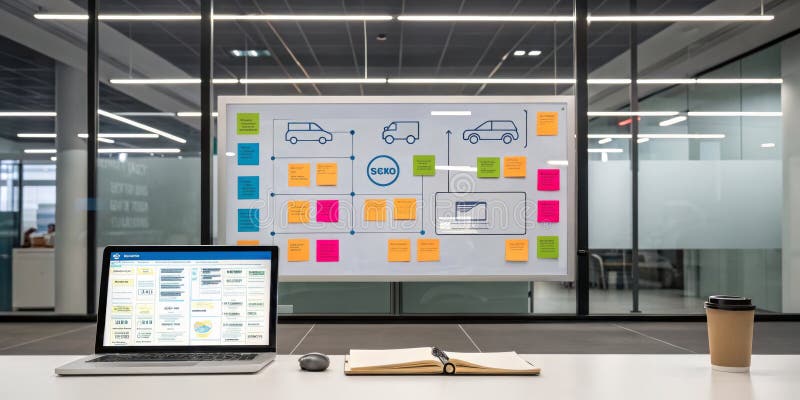 Team Collaboration Space Showcasing Project Planning with Sticky Notes ...