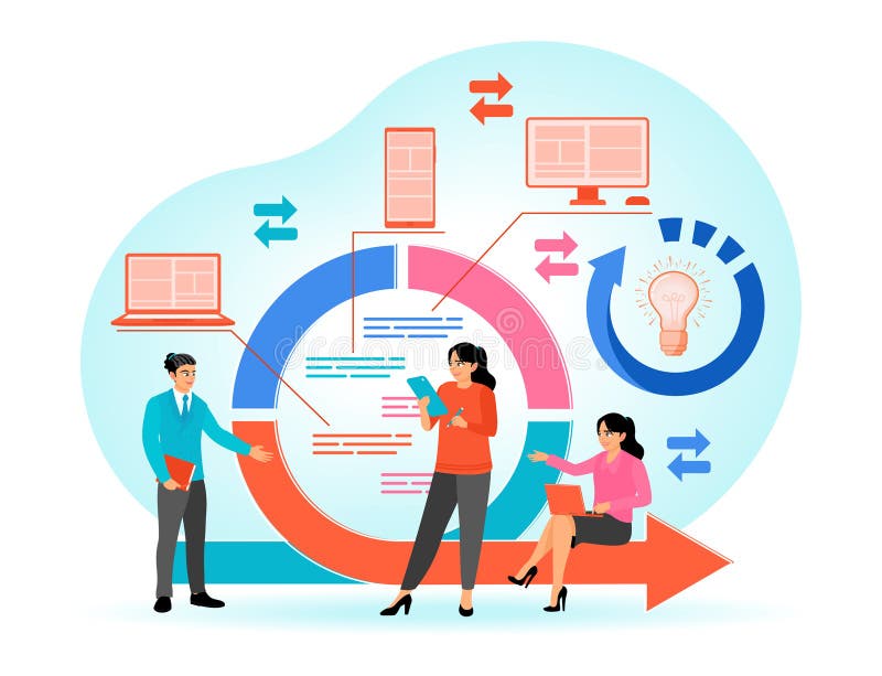 Project Implementation. Team Discussing Project on Presentation Board ...