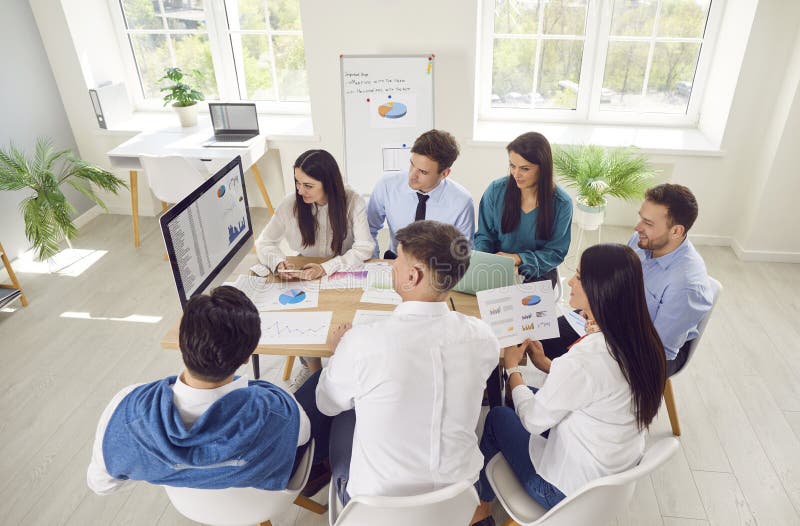Team of Colleagues Working on Business Accounting with Computer Stock ...