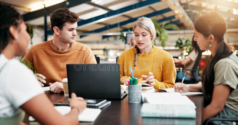 Team, College and Book in Library for Education, Learning and Students Brainstorming for Thesis ...