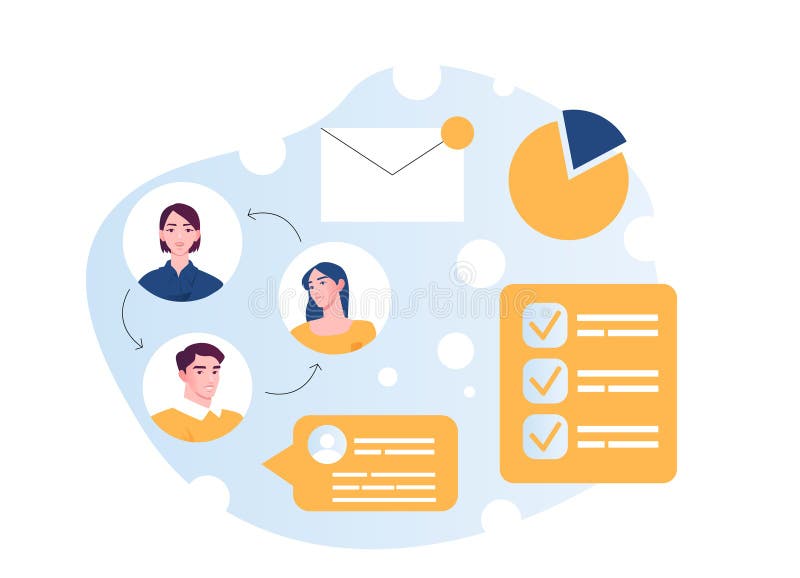 Team Communication and Task Planning Concept. Vector Illustration Stock ...