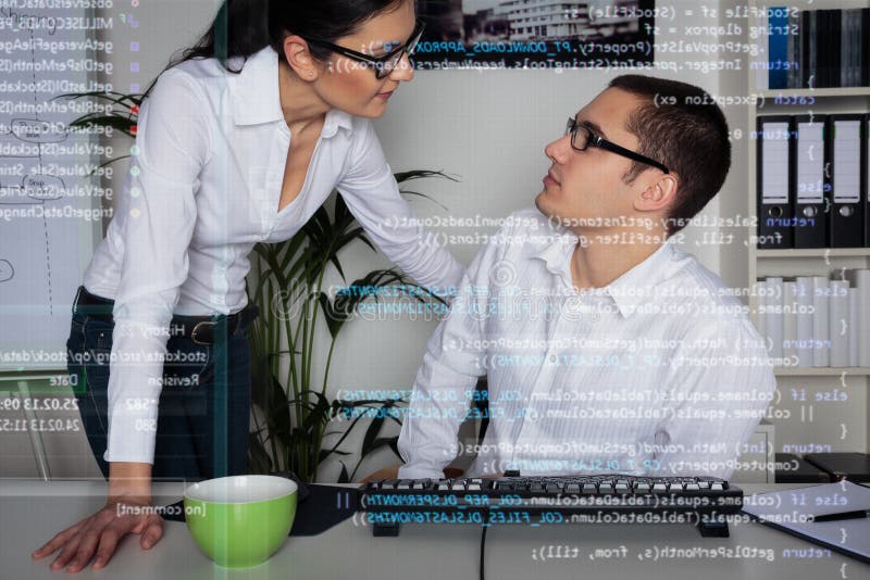 Team Of Computer Programmers Analyzing Code Stock Image Image Of Horizontal Programmer 91495719
