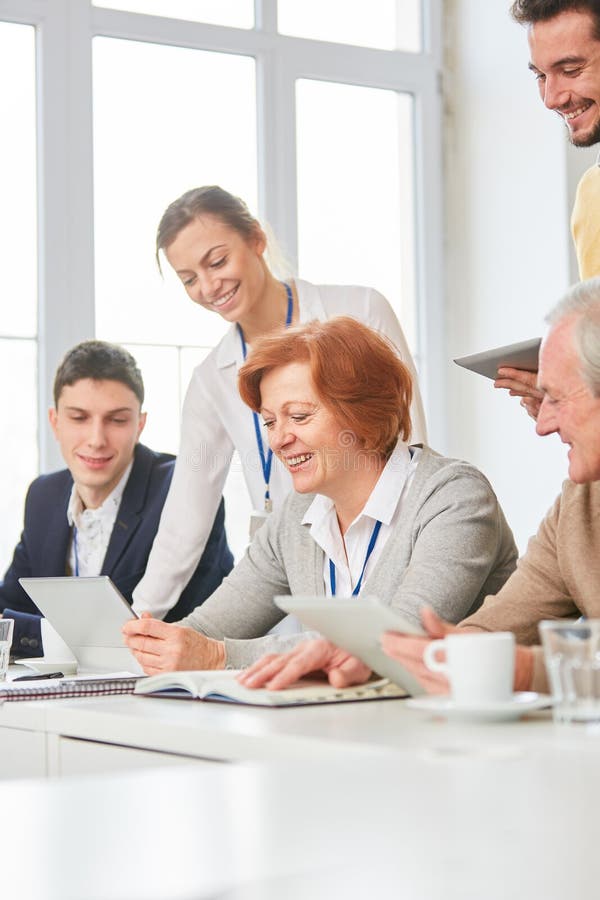 Computing Training of Seniors with Instructor Stock Image - Image of ...