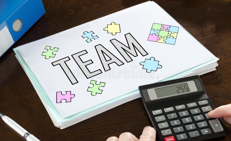 Team Concept Illustrated on a Paper Stock Photo - Image of pieces ...