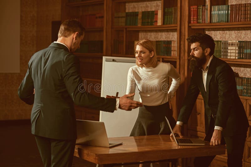 Team Concept. University Students Training in Team Building in Library ...