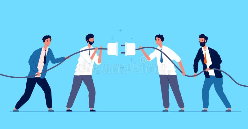 Team Connected Plug. Business People Connecting Different Connectors ...