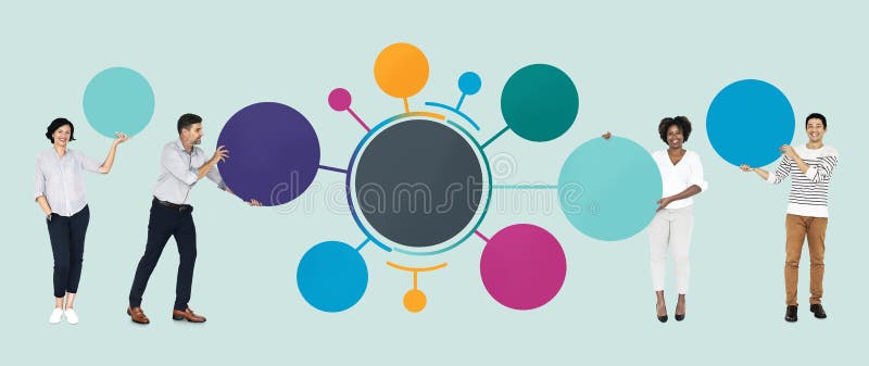 Team With Connected Round Boards Stock Image - Image of background ...