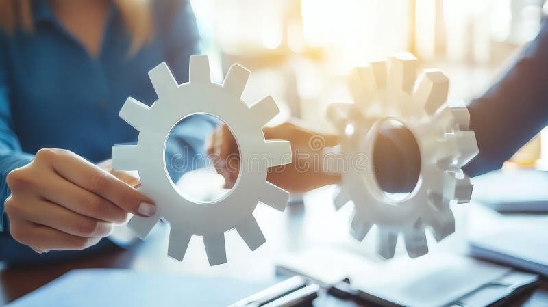Team Connecting Gears Represents Business Integration and Partnership ...