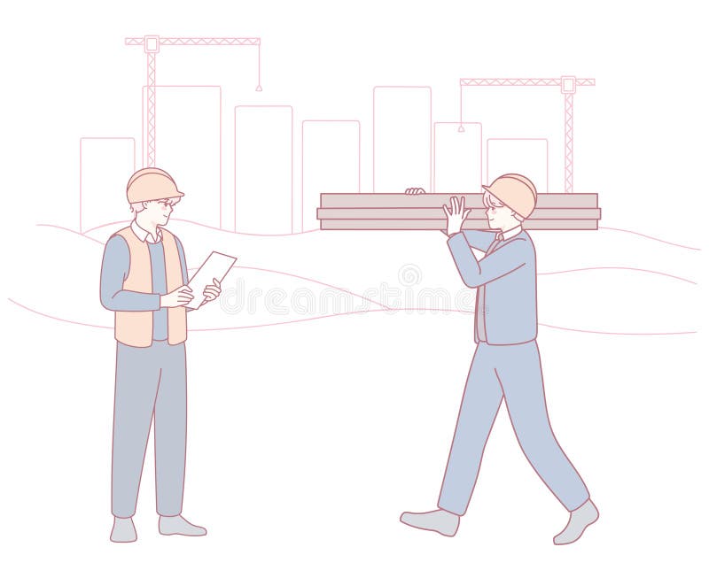 A Team of Construction Workers Collaborating on a Busy Building Site in ...