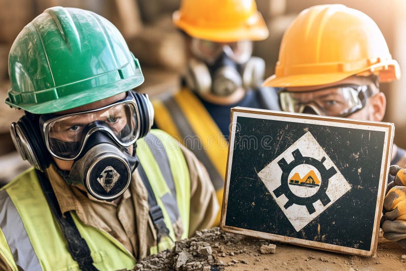 Team of Construction Workers Demonstrating Safety Practices on Job Site ...