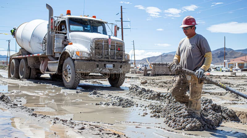 A Team of Construction Workers in Reflective Vests and Helmets Working ...