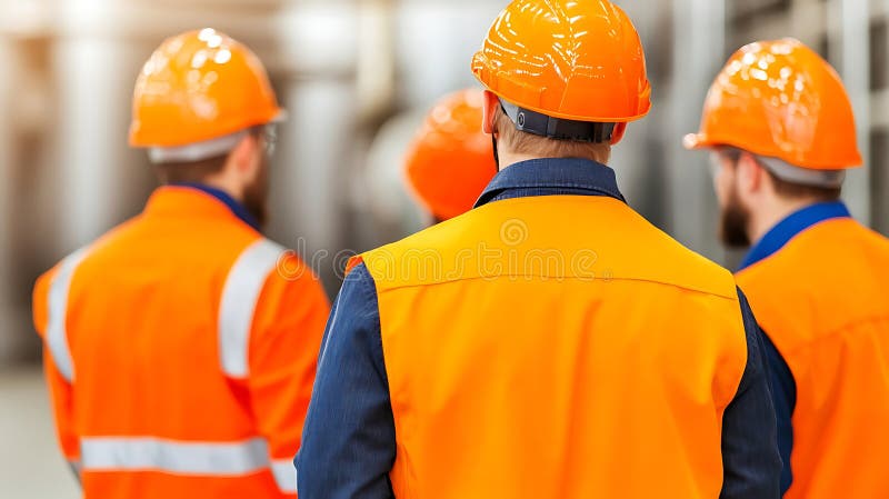 Team of Construction Workers Wearing Safety Helmets and Vests in an ...