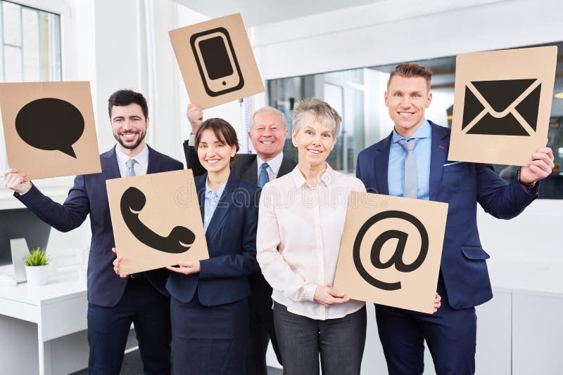Team with contact options stock photo. Image of solution - 150887890