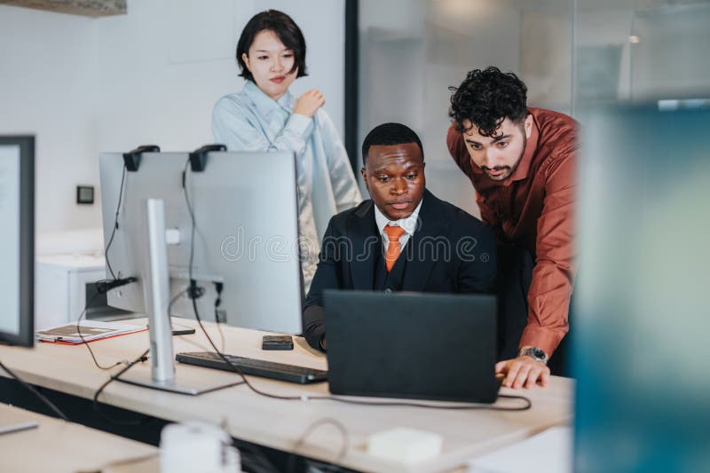 Business Team Collaborating on a Project Solution in a Modern Office ...
