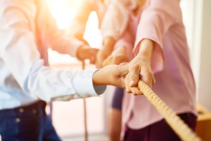 Coworkers Pulling Rope Together Stock Image - Image of competition ...