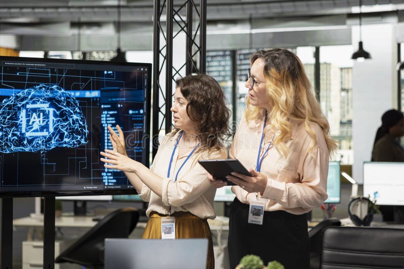 Team of Coworkers Using Strategic Artificial Intelligence Cloud Computing Stock Image - Image of ...