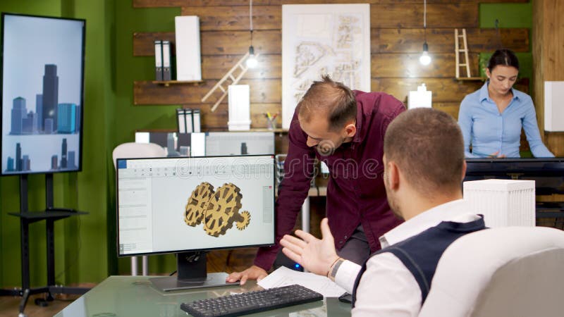 Team of Creative Architects Working on Computer Stock Image - Image of ...