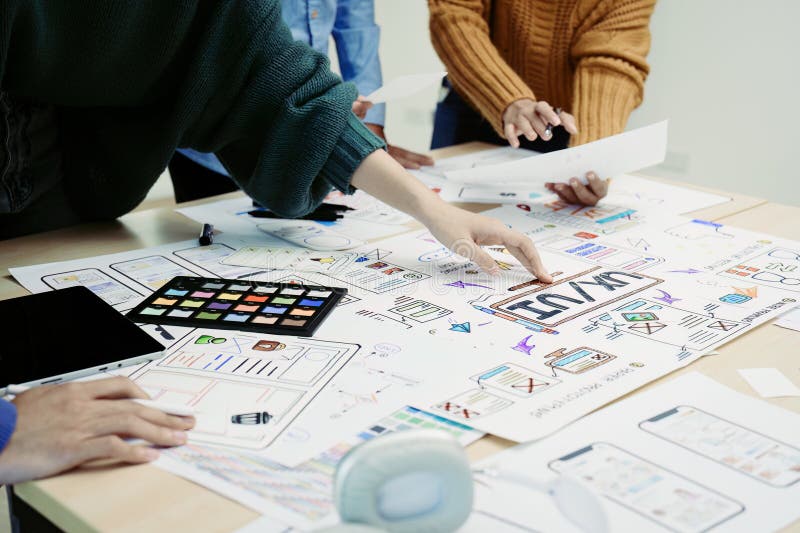 Team of Creative Web, Graphic Designer Planning, Drawing Website Ux Ui ...