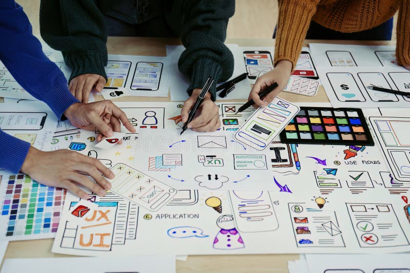 Team of Creative Web, Graphic Designer Planning, Drawing Website Ux Ui ...