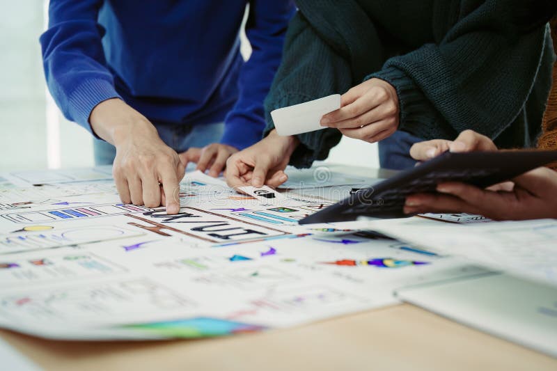 Team of Creative Web, Graphic Designer Planning for Mobile Phone ...