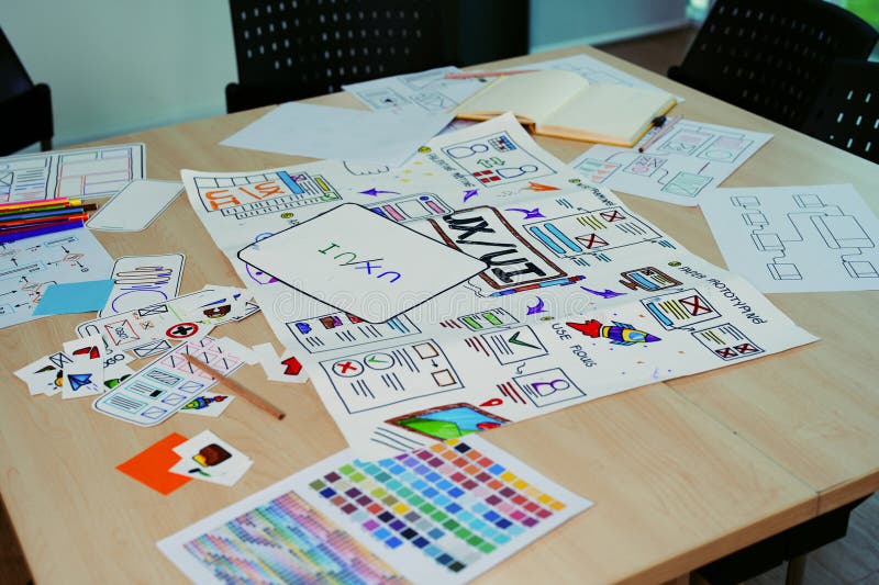 Team of Creative Web, Graphic Designer Planning for Mobile Phone ...