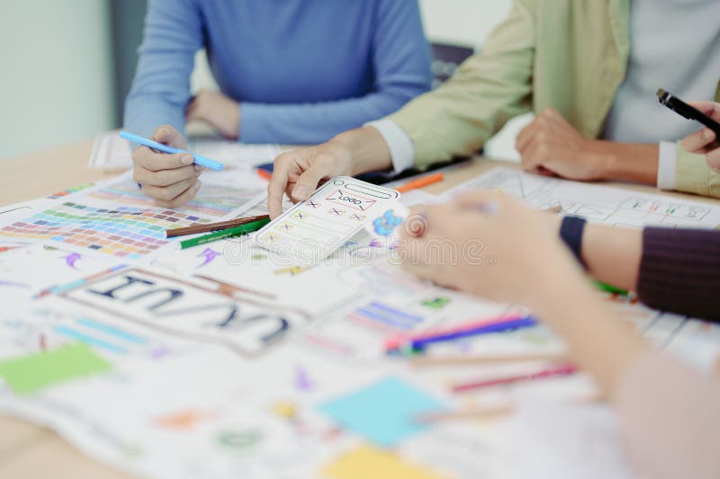 Team of Creative Web, Graphic Designer Planning for Mobile Phone ...