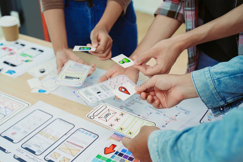 Team of Creative Web, Graphic Designer Planning for Mobile Phone ...