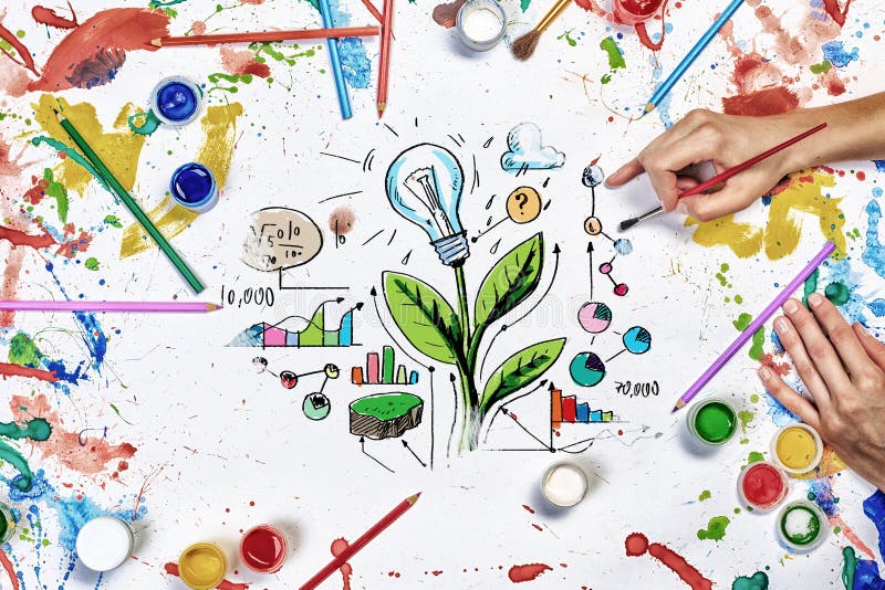 Team creative work stock image. Image of income, brush - 63705237