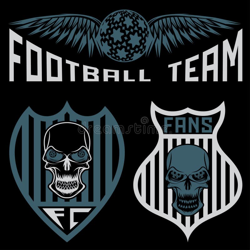 Team Crests Set with Wings and Skulls Stock Vector - Illustration of ...