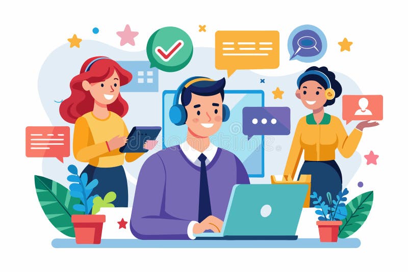 A Team of Customer Support Professionals Interacts with Clients ...