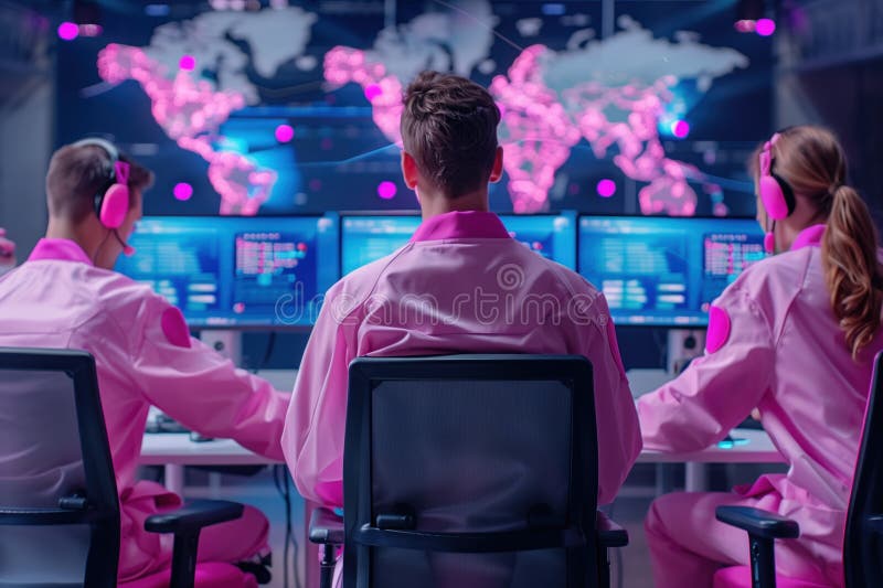 Team of Cyber Security Experts Working in High-Tech Office Stock ...