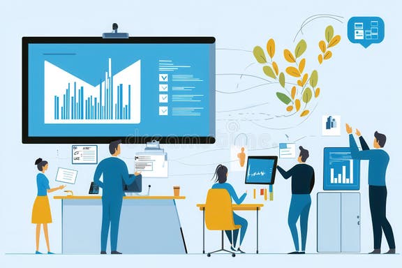Team Data Analysis Collaboration Minimalist Illustration Data Analysis ...