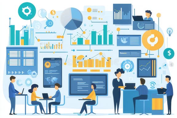 Team Data Analysis Collaboration Modern Office Charts and Graphs (Analysis and Collaboration in ...