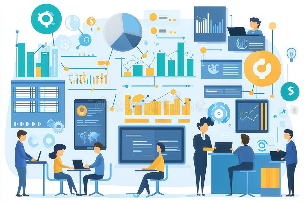 Team Data Analysis Collaboration Modern Office Charts and Graphs (Analysis and Collaboration in ...