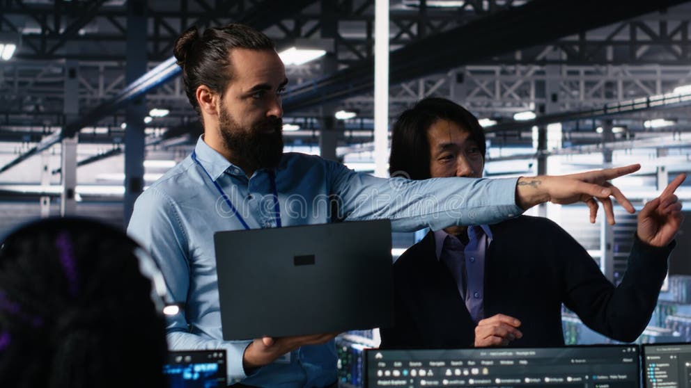 Team of Data Center Engineers Using Machine Learning Algorithms Stock Photo - Image of server ...