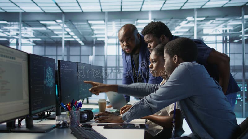 Team of Data Center Technicians Maintaining Company Network ...