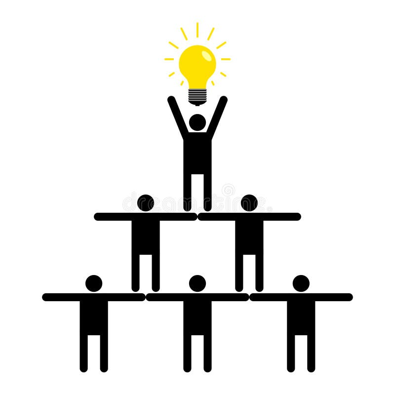 Team Decision. Team Holds Light Bulb Above Their Heads Stock Vector ...