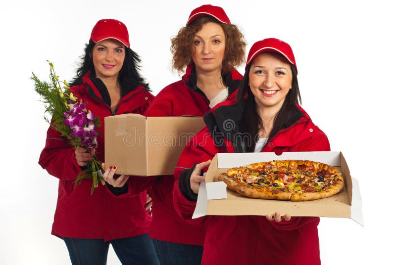Team of delivery women stock photo. Image of happiness - 22761788