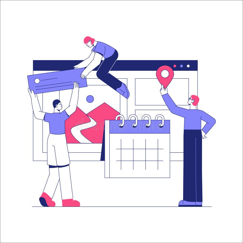 Team Designing a Calendar in Flat Vector Illustration Symbolizing ...