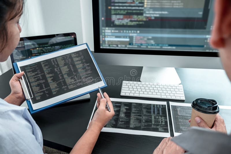 Team Of Developer Programmer Working On Project In Software Development Computer In It Company